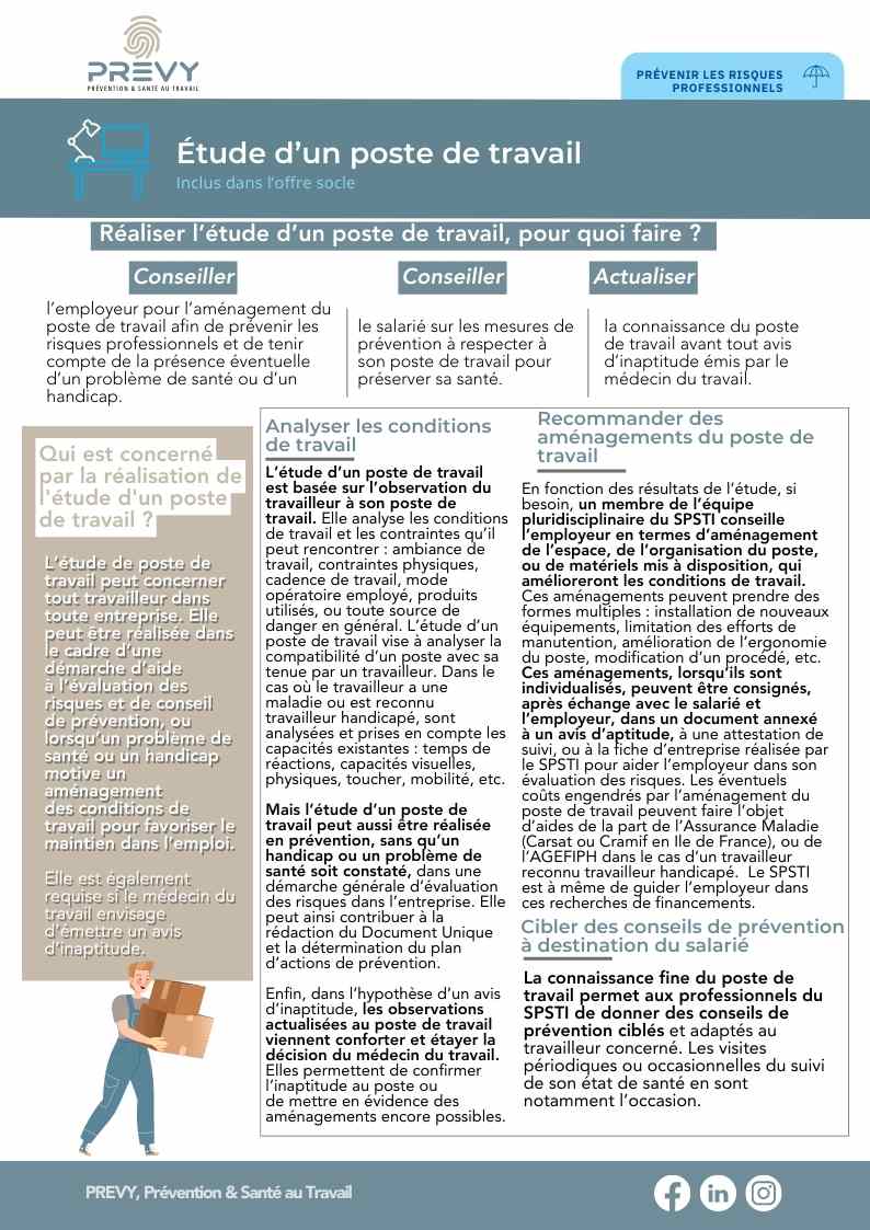 Fiche – Étude d’un poste de travail - PREVY