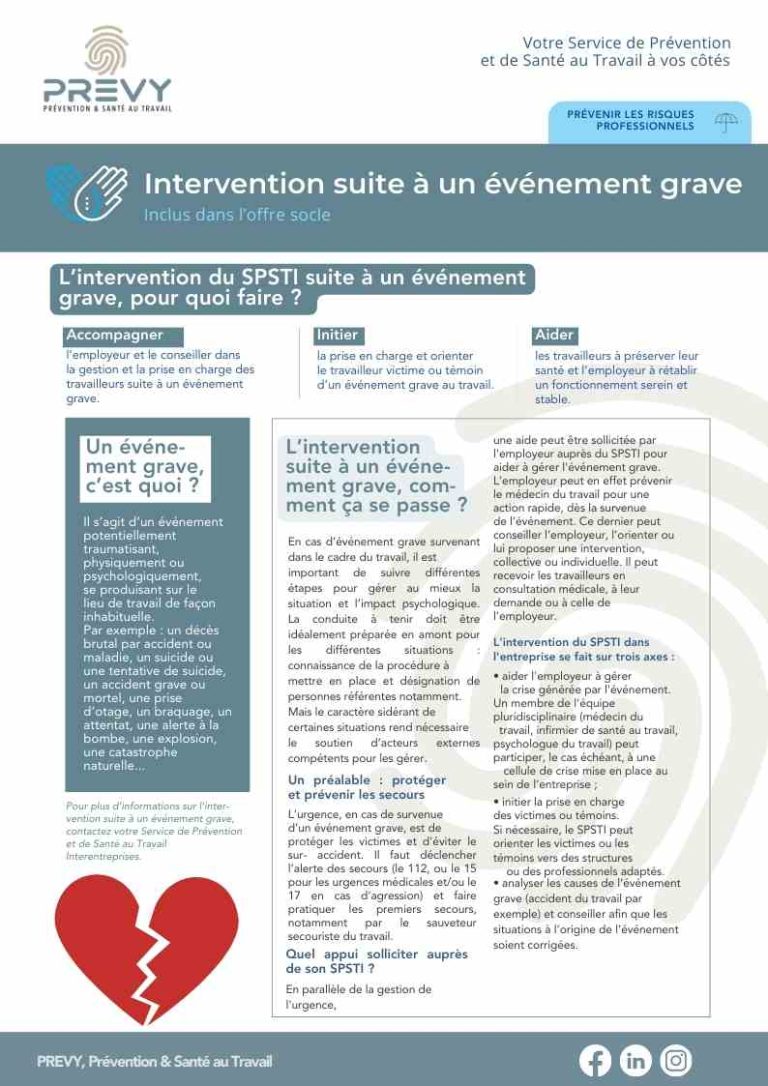 Fiche – Intervention suite à un événement grave - PREVY