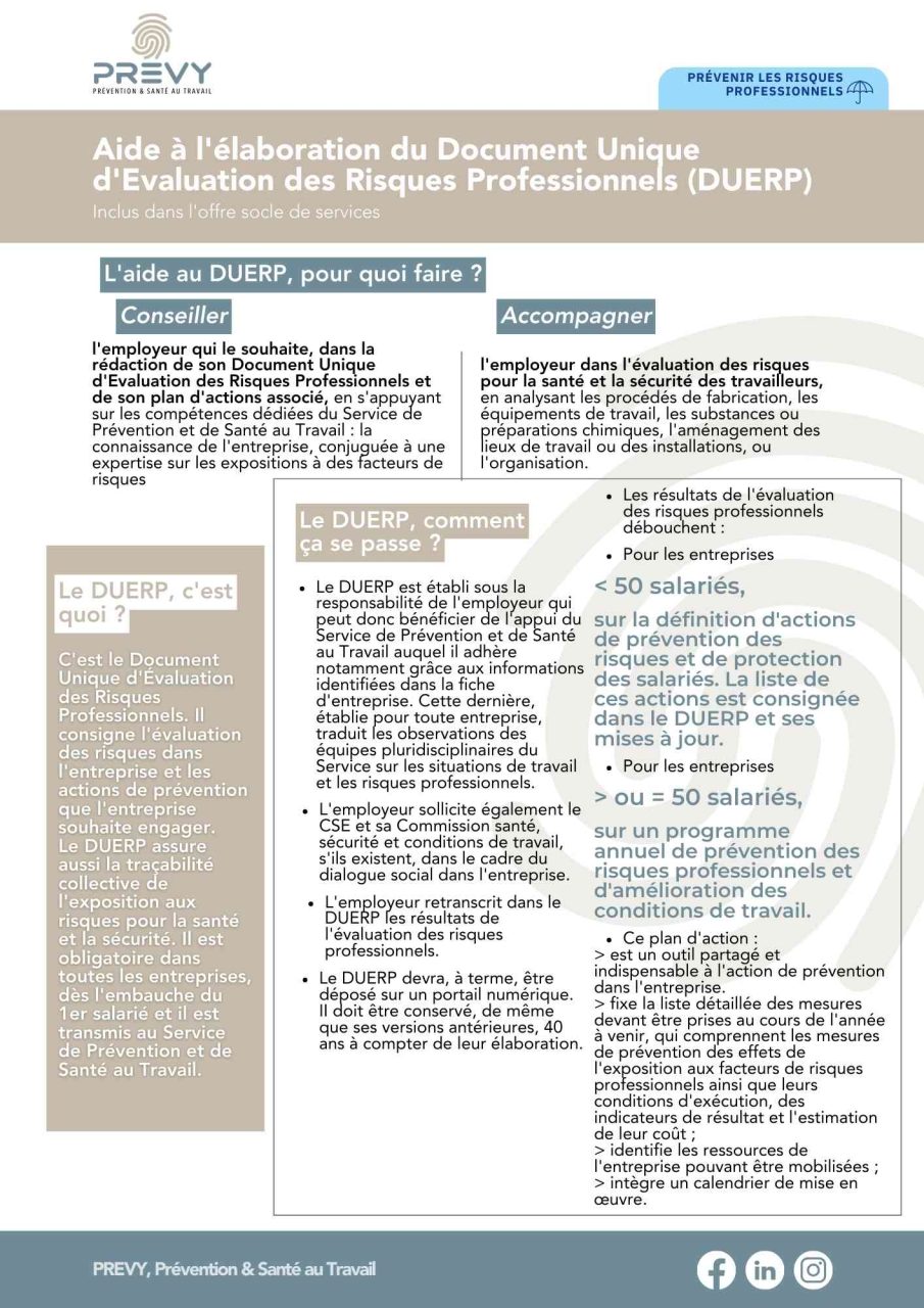 Fiche – Aide à l’élaboration du Document Unique d’Evaluation des Risques Professionnels (DUERP ...